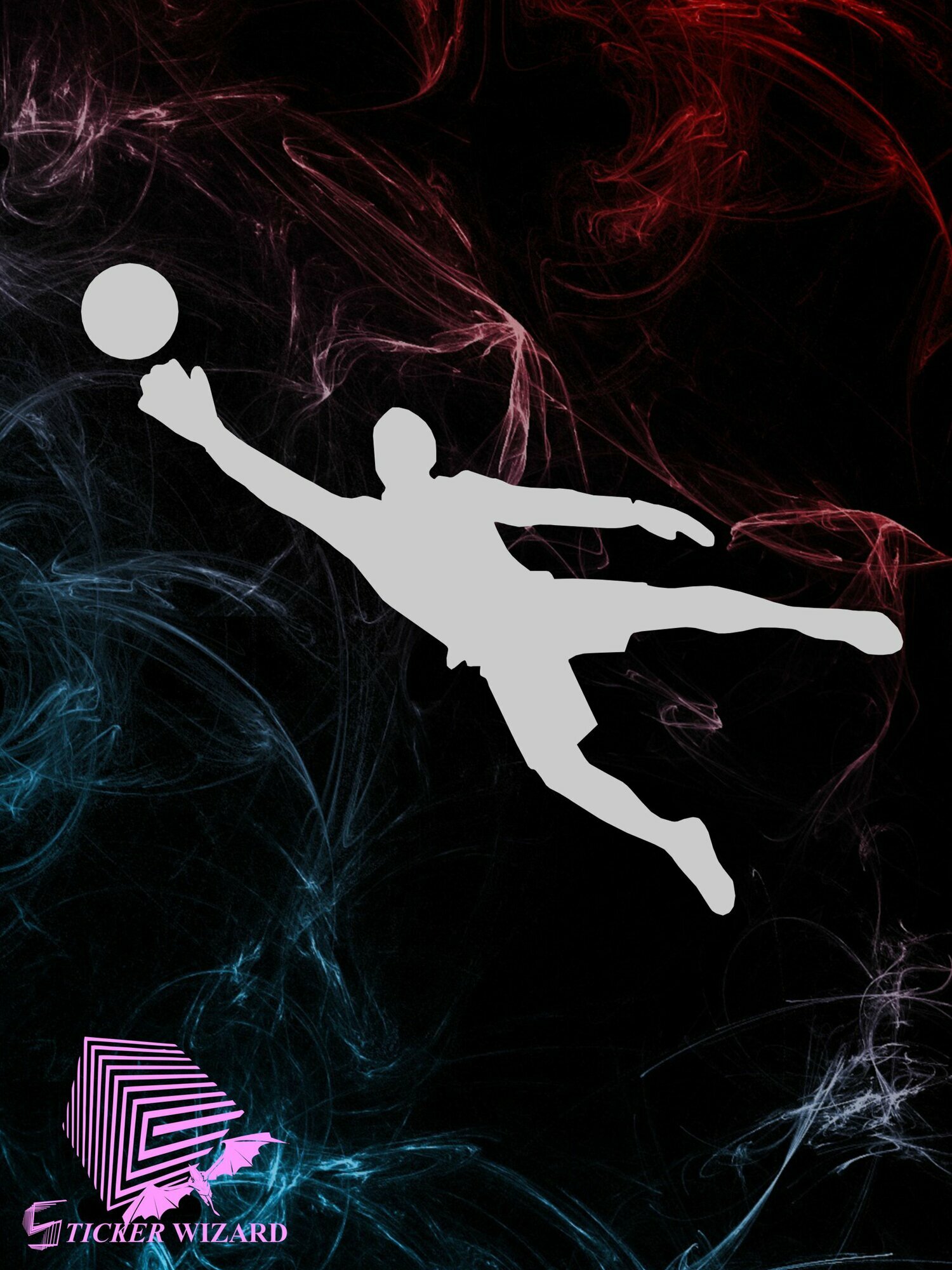 Наклейка виниловая на прозрачной основе (серая) "Футбол вратарь"