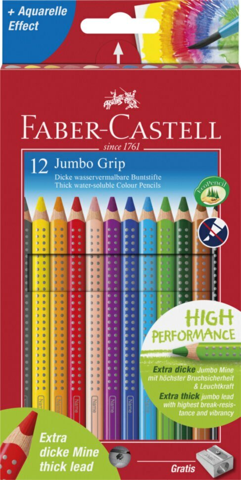 Карандаши цветные «Jumbo Grip», Faber-Castell, 12 цветов