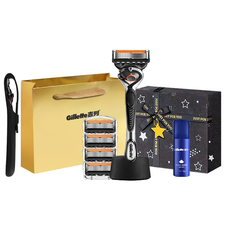 Бритва для тела мужская Gillette Subtle Sharpness To Smoothness, 1 ручка, 4 кассеты, 1 подставка, черная