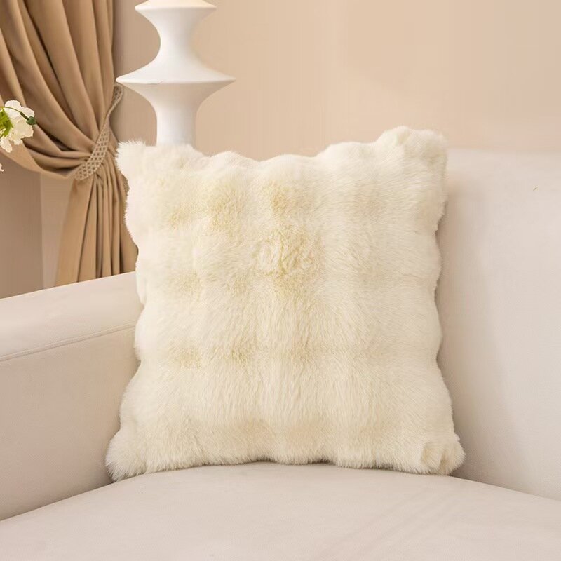 Подушка из искусственного кроличьего меха, плюшевая подушка в стиле Yangbei, наволочка, подушка для дивана, гостиная, высококачественная спинка, подушка для эркера