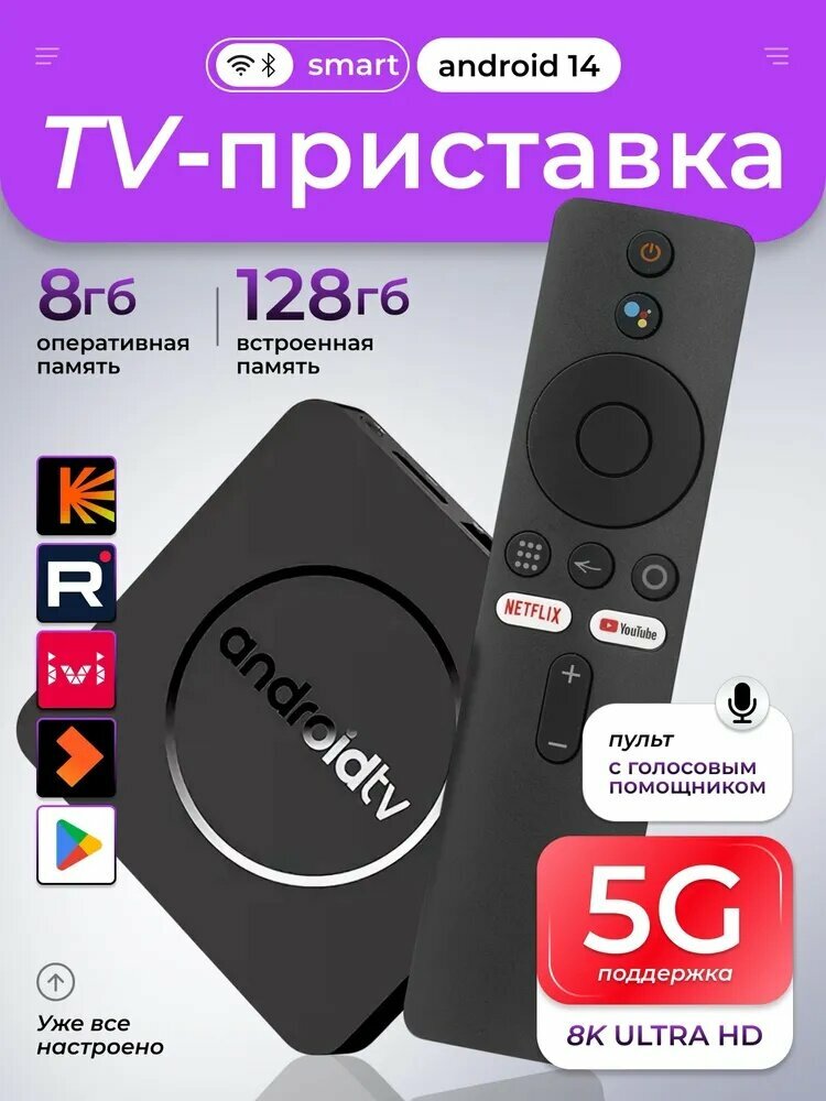 Приставка для цифрового ТВ, Медиаплеер UHD 8K и бесплатное телевидение