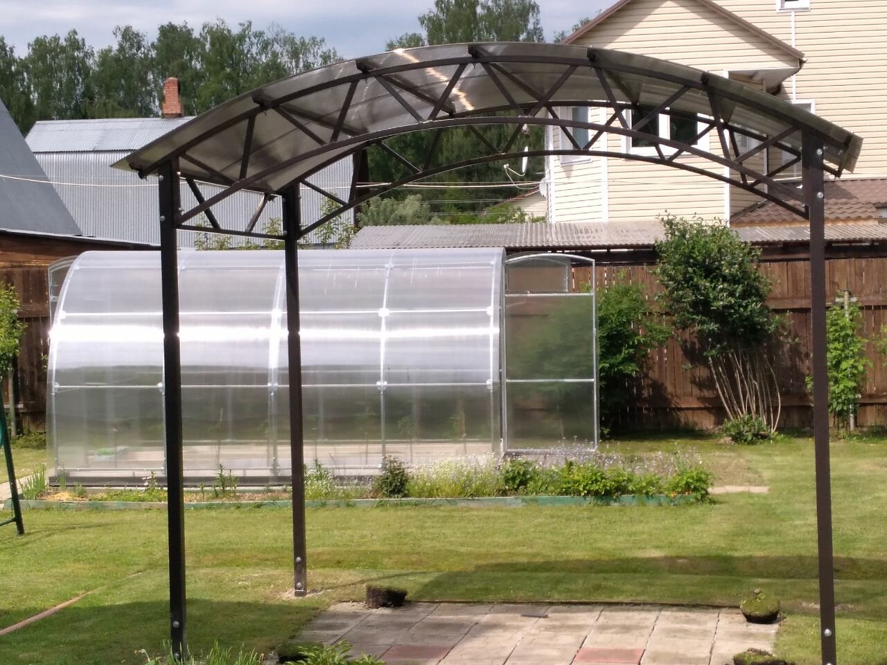 Навес сборный арочный Комфорт+ 4x2, металл каркас, поликарбонат