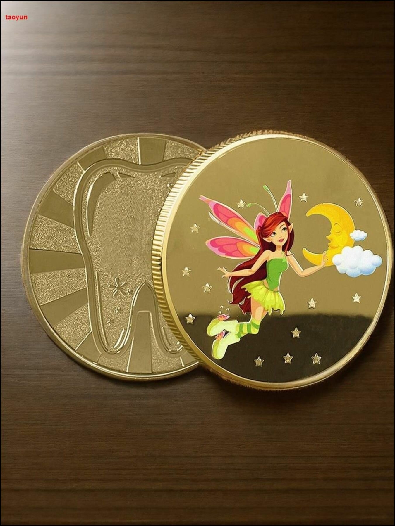 Позолоченная монета Зубной Феи для подарка ребенку на выпавший зуб, железная, 40 мм, прочная и гладкая