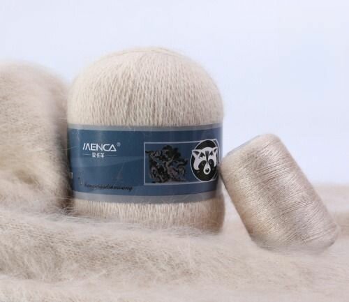 Пряжа Menca Пух норки 846 (5 мотков+5 катушек, 50г/350м) топлёное молоко