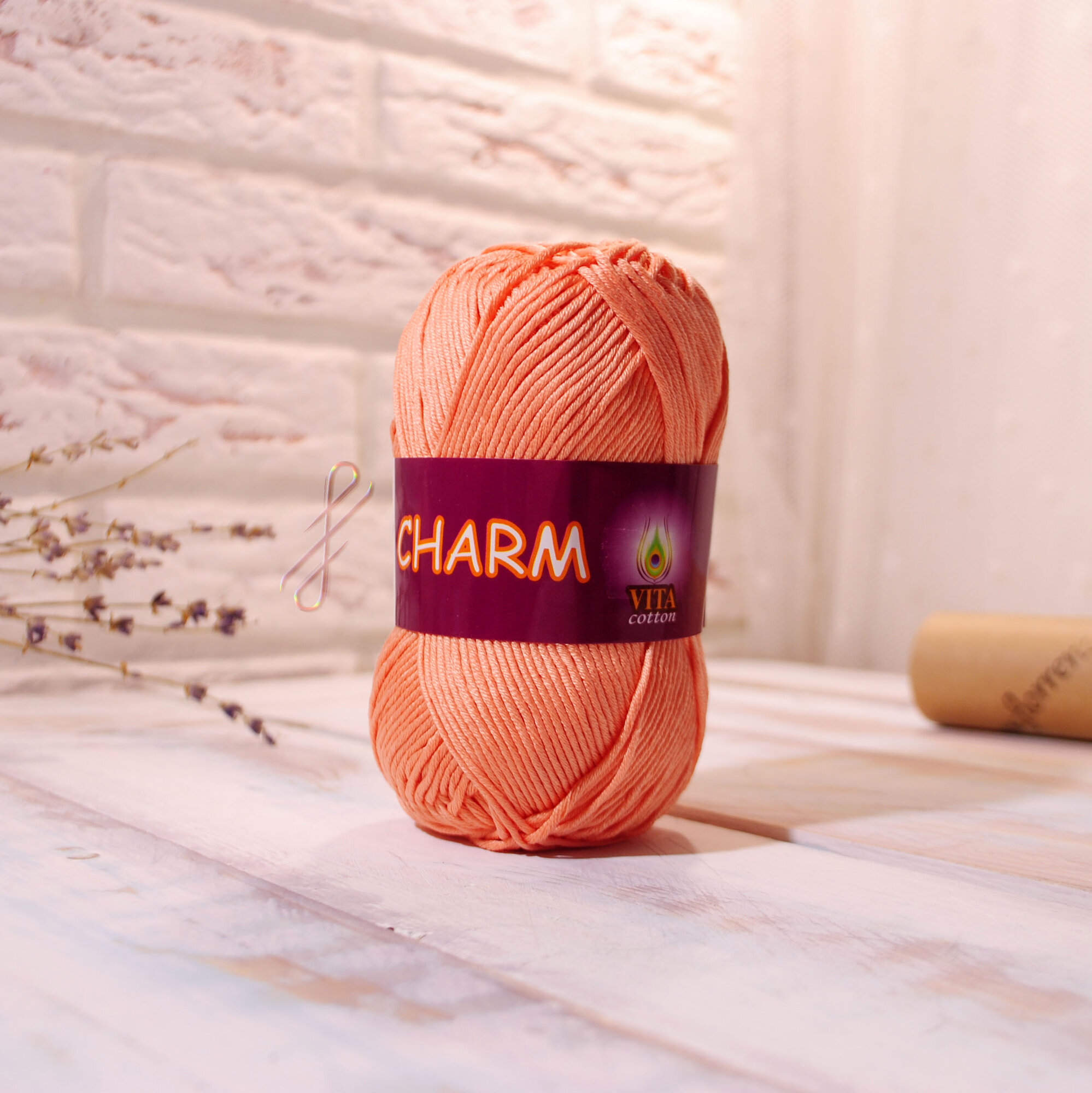 Пряжа Vita Cotton Charm, 4197 персик, хлопок мерсеризованный 100%, 50 г, 106 м.