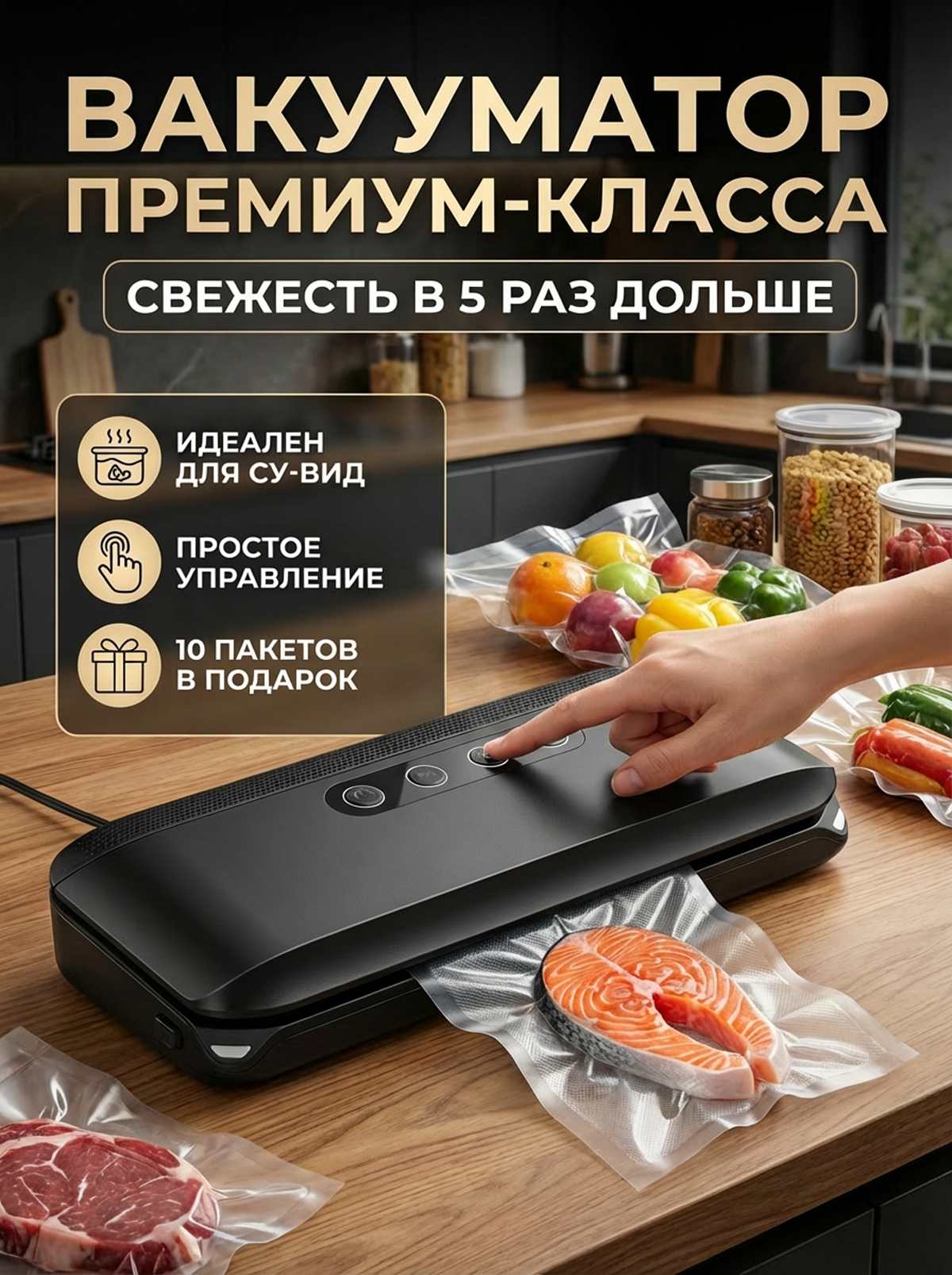 Вакууматор для продуктов домашний, вакуумный упаковщик для продуктов, /вакууматор профессиональный