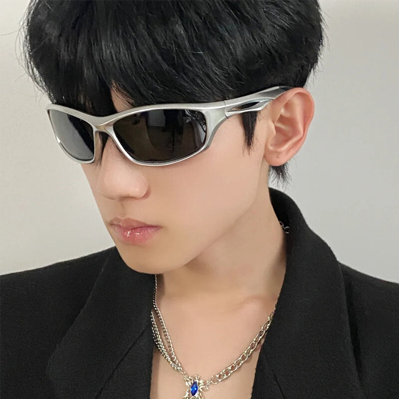 Солнцезащитные очки в стиле Y2K Cyberpunk для мужчин, футуристические очки для альпинизма и активного отдыха, пыле- и ветрозащитные очки для велоспорта.