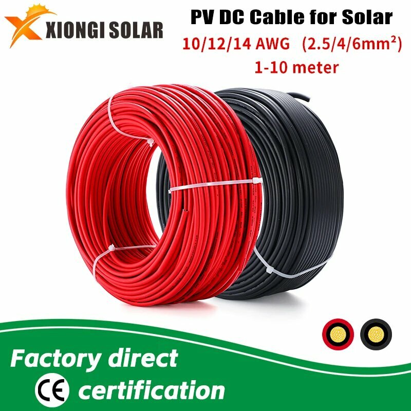 Солнечный кабель XIONGISOLAR 2,5/4/6 мм2, 10м, черный/красный