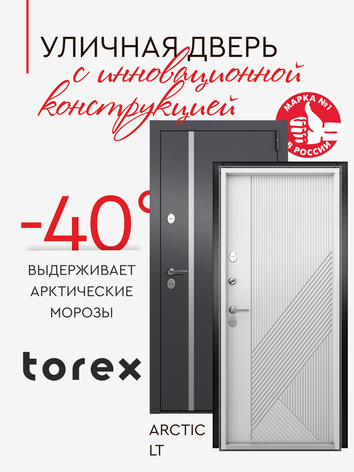 Дверь входная металлическая с терморазрывом Torex ARCTIC LT MP 950* 2050, правая, полотно 96 мм
