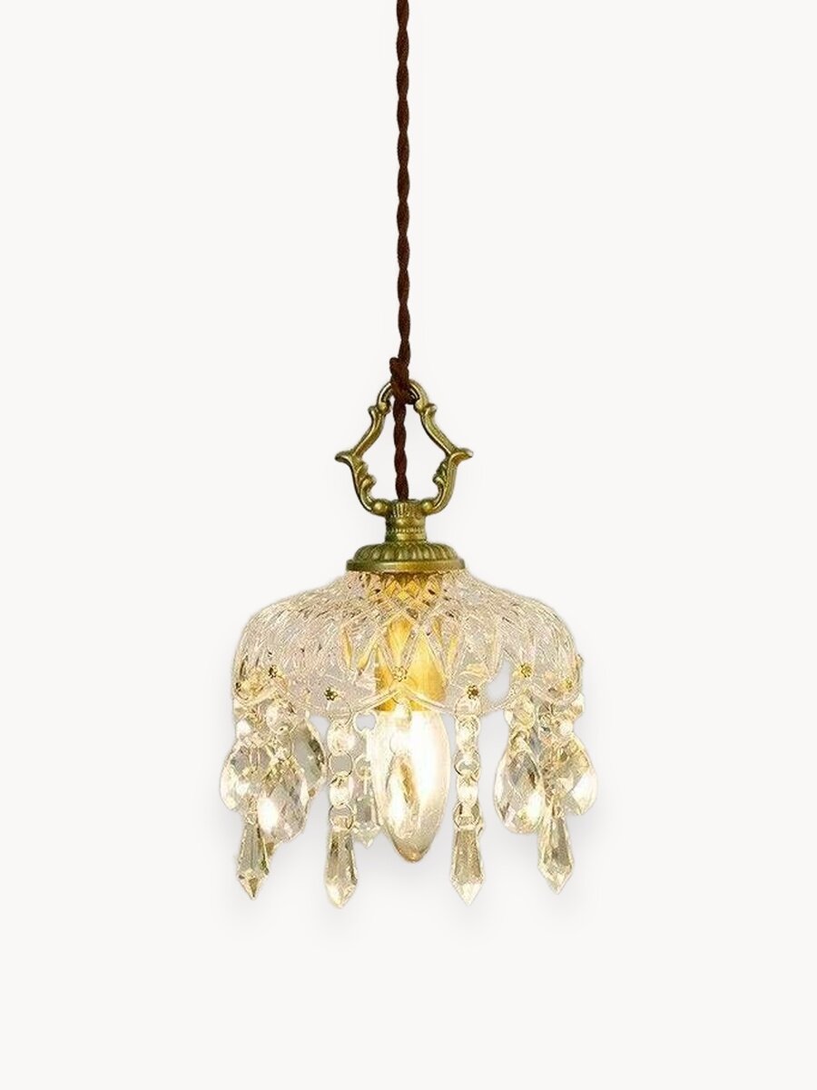 Полностью медная винтажная хрустальная люстра Диаметр 15см