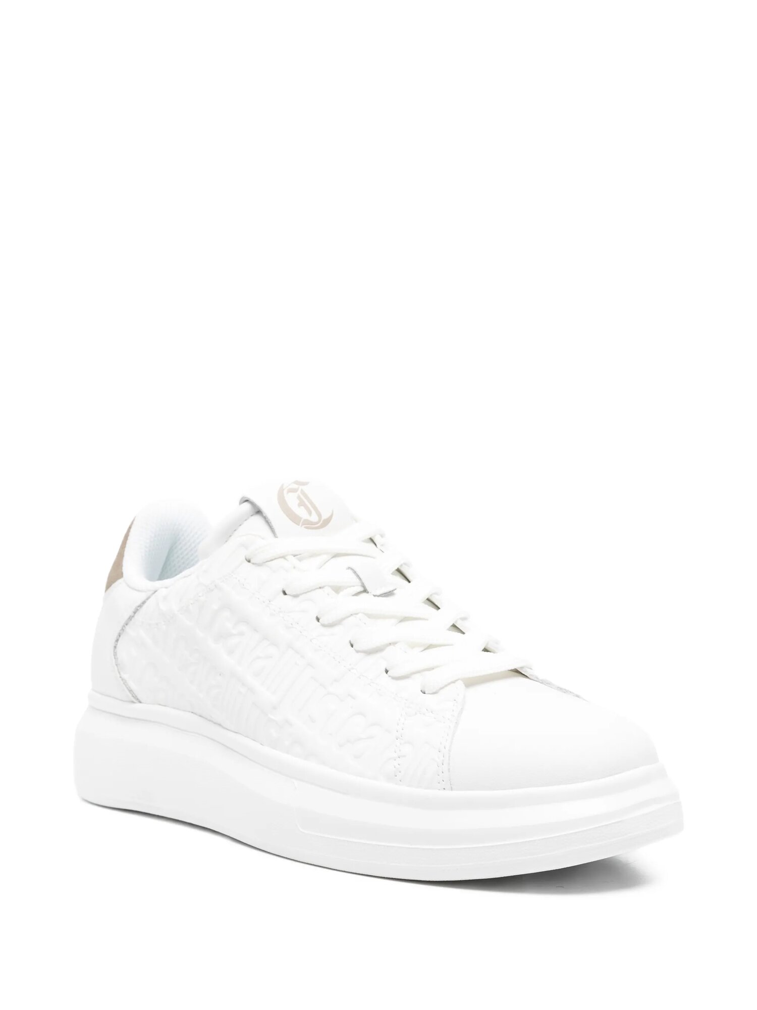 Кроссовки Just Cavalli Embossed sneakers, размер 45, бежевый/белый — фото 1