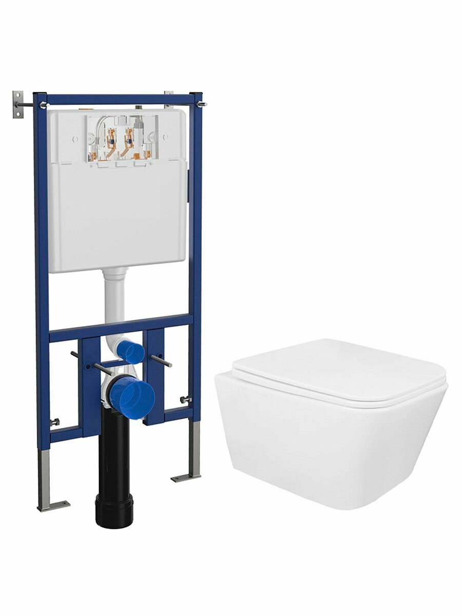 Инсталляция с унитазом комплект 2 в 1 LORANTO ALFA: инсталляция + унитаз Talas 4501+87268