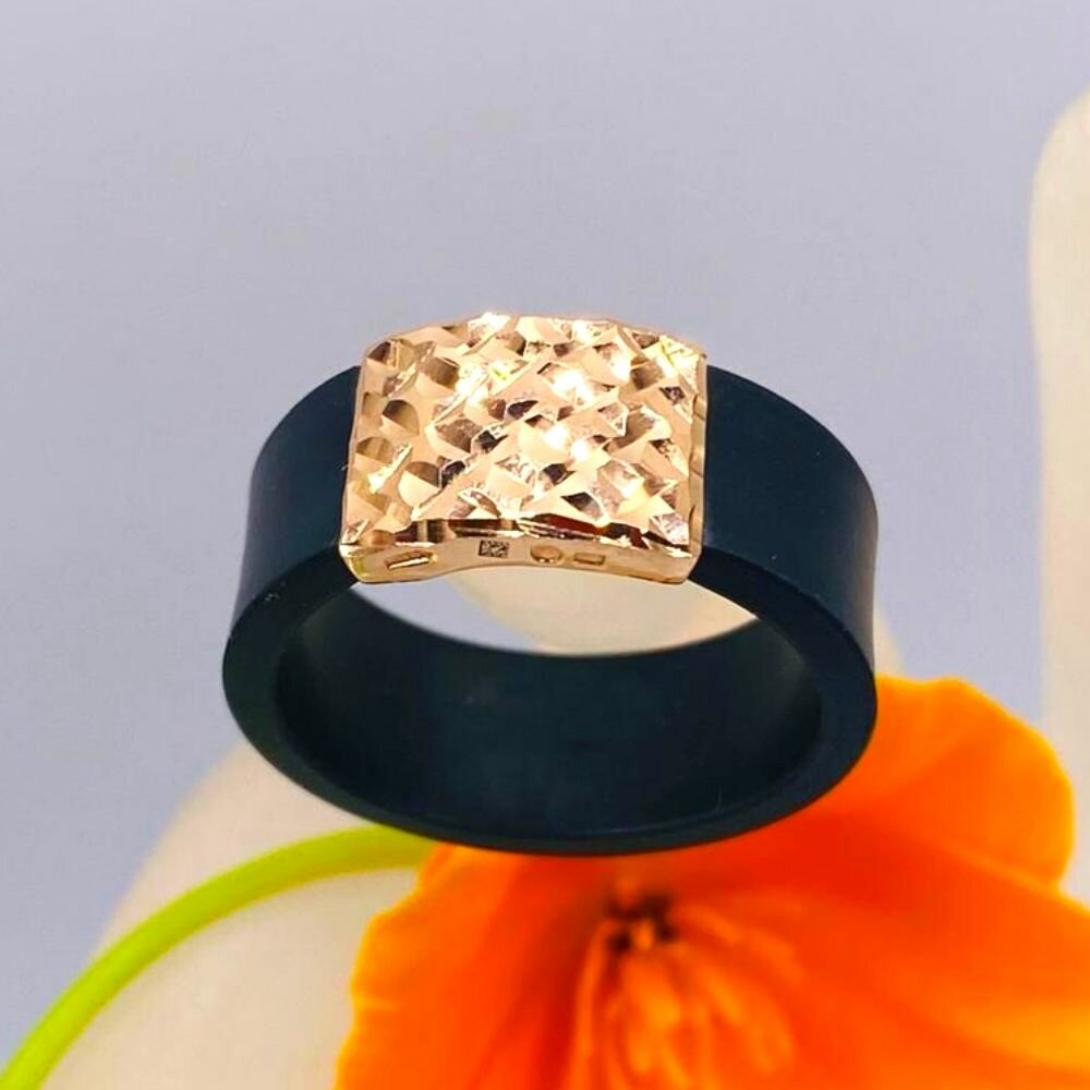 Кольцо, красное золото, 585 проба, каучук