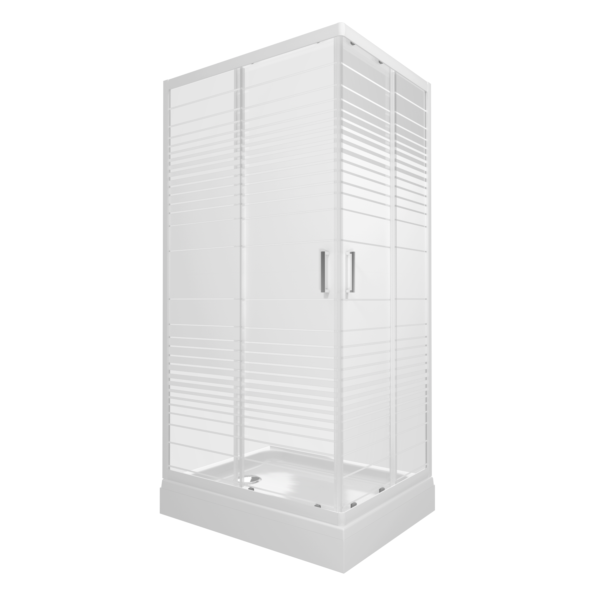 Душевое Ограждение "Triton" "Фьюжен" 100х80А, прямоугольная, цвет профиля - белый, рисунок стекла-полосы