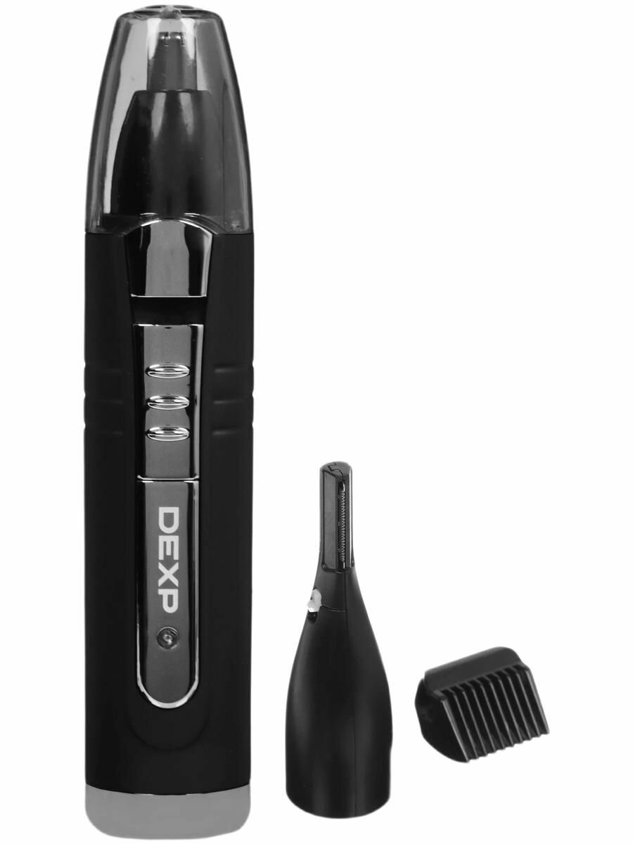 Триммер DEXP "JT-3109", для бороды, усов и бровей, аккумулятор, чёрный/серебристый