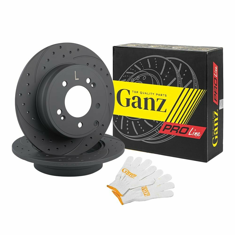 Диск тормозной задний перфорированный PRO-Line с покрытием, для Хендай Соната 5, 6, 7, КИА Оптима GIJ10100S GANZ