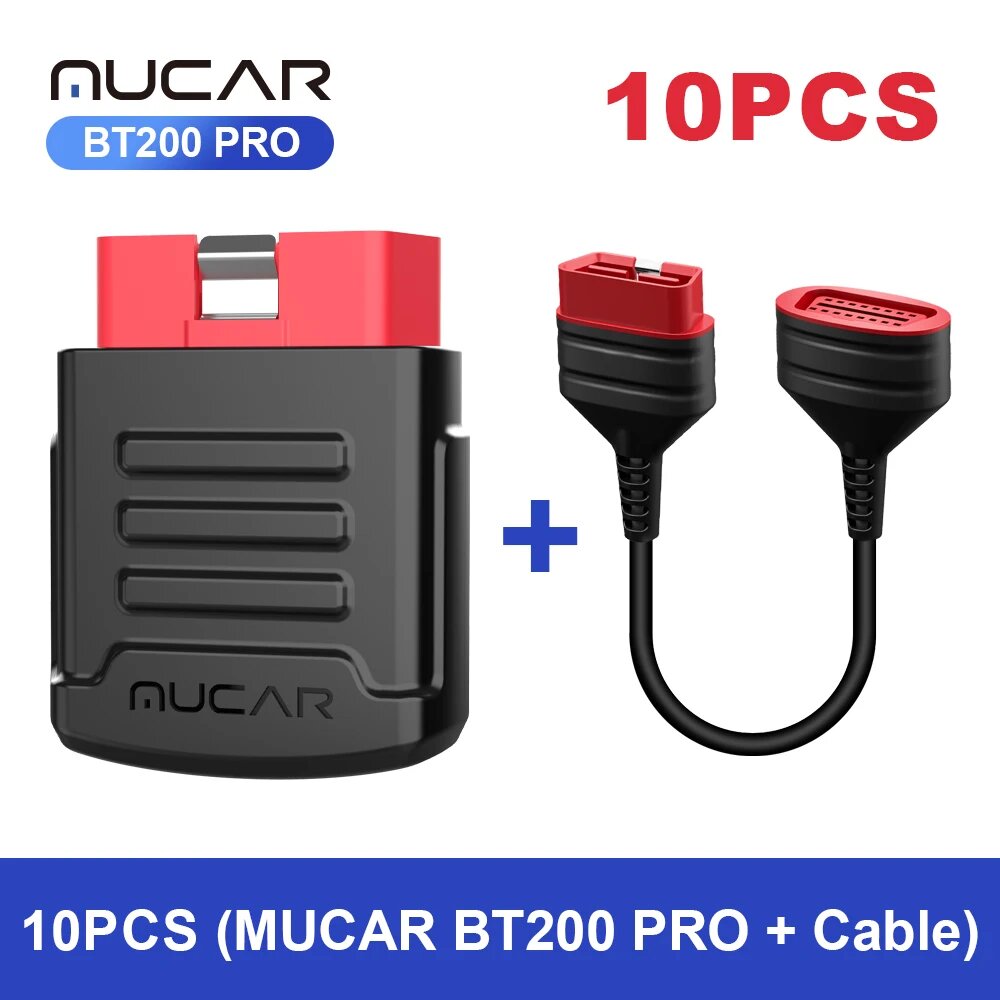 1-10 шт, автомобильный диагностический сканер MUCAR BT200/BT200 PRO OBD2 10pcs Pro and cable