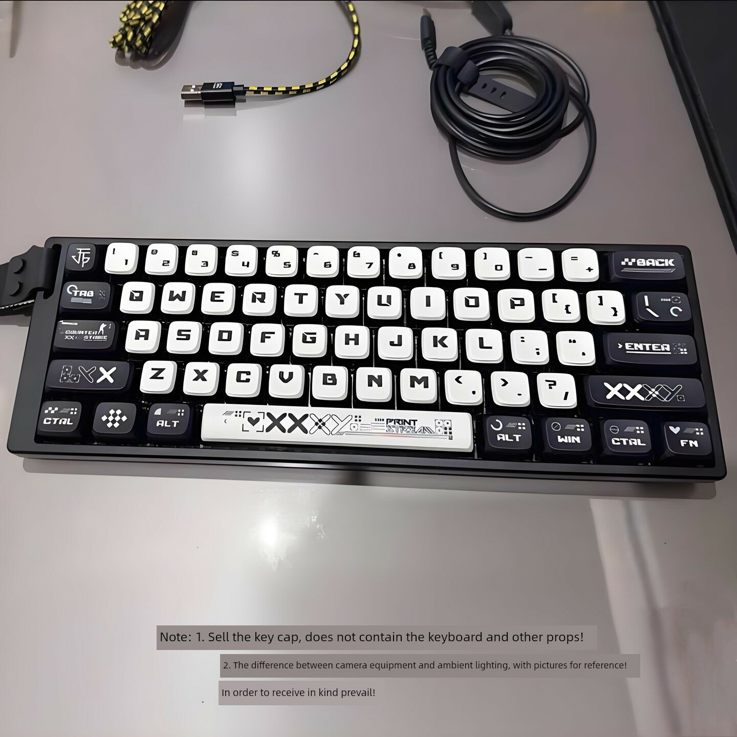 Черно-белые ключевые капс для механической клавиатуры Wooting 60 в коробке для игр