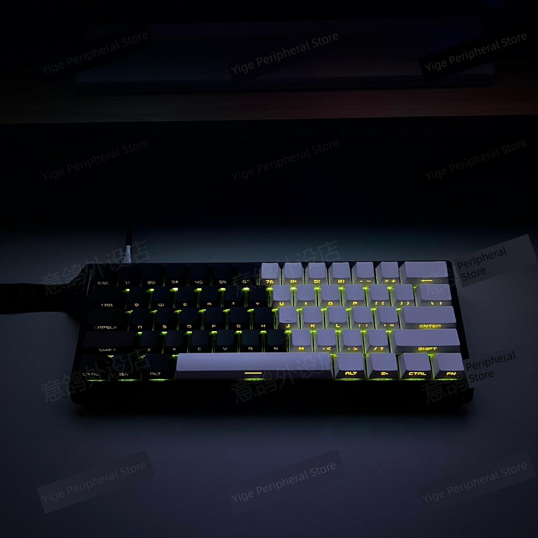 Белые и черные двойные цветные ключевые капсулы EZ60/EZ63 из ПБТ для механической клавиатуры с левой белой и правой