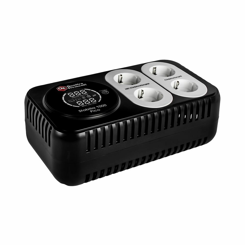 Стабилизатор напряжения QUATTRO ELEMENTI Stabilia 1000 Pico 1000 ВА 160-280 В компактный 917-735 шт