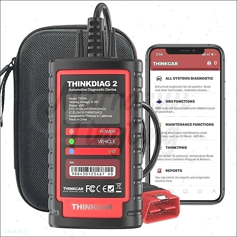 Автосканер x431 THINKDIAG 2 DIAGZONE PRO (Диагзона) + IMMO, 600+ марок, 45 специальных функций, кодирование, адаптации, тесты механизмов