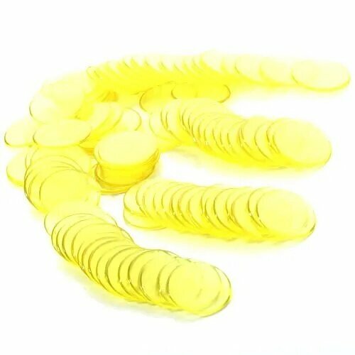 Набор пластиковых фишек для бинго, 100 штук, диаметр 19 мм, прозрачные, для настольных игр и бинго-карт.