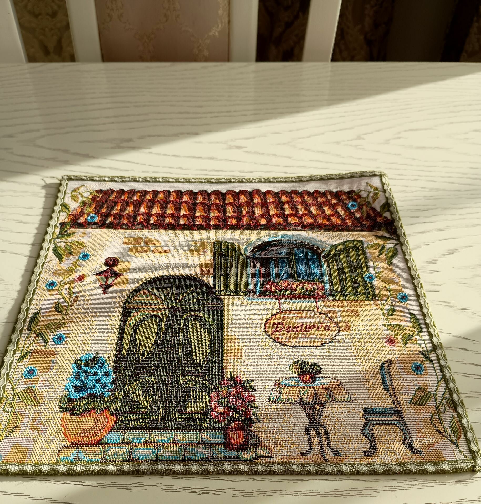 Салфетка гобеленовая"Домики" 25х25