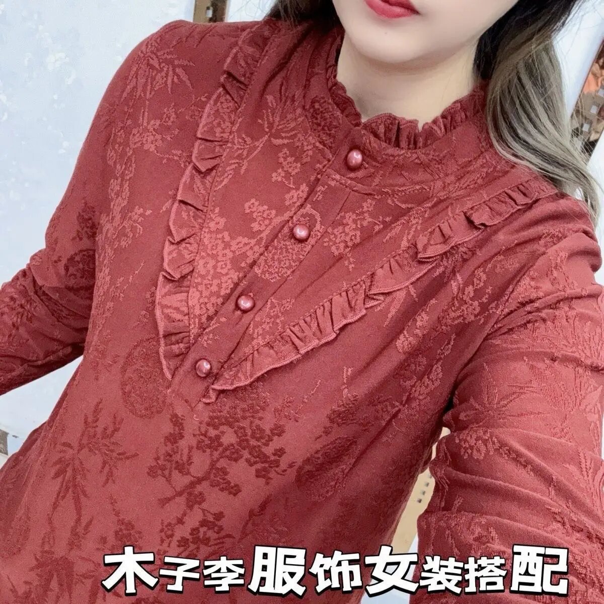 Новый стиль, бархатная осенне-зимняя теплая рубашка с длинными рукавами, 2022, темпераментный тонкий топ с ушками, утягивающий низ, пуловер