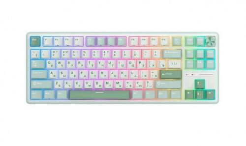 Клавиатура Royal Kludge RK R87 Pro, белый/зелёный (6977576550717)