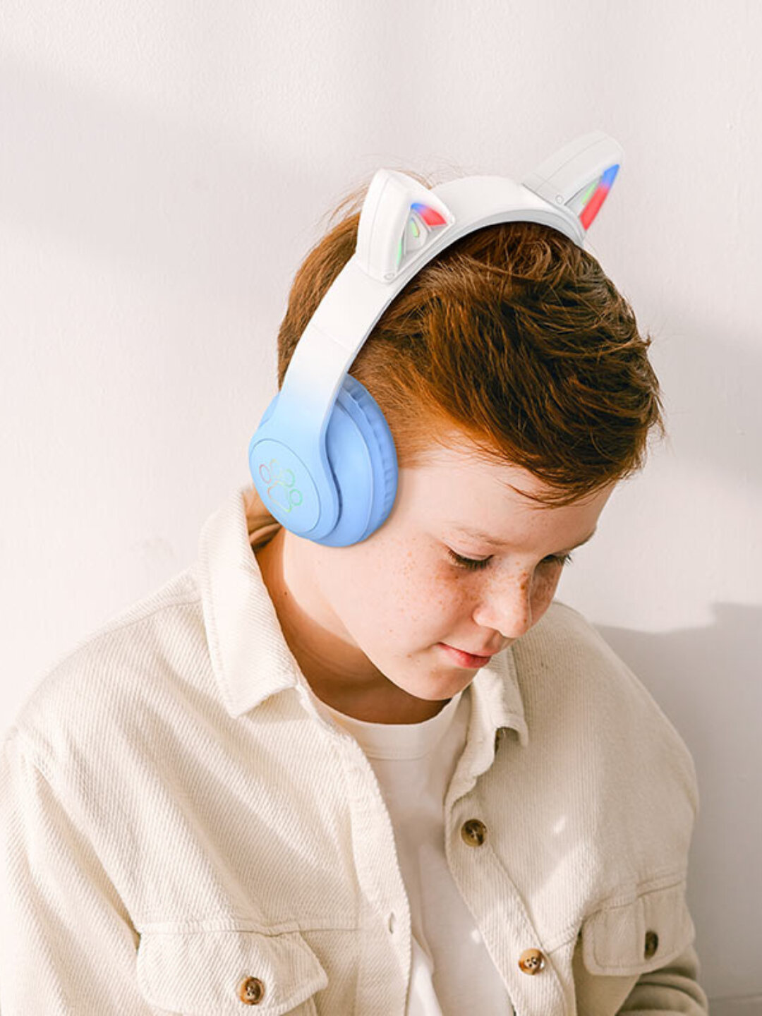 Стереонаушники Bluetooth Полноразмерные Hoco W42 Cat Ear BT5.3/10ч синие