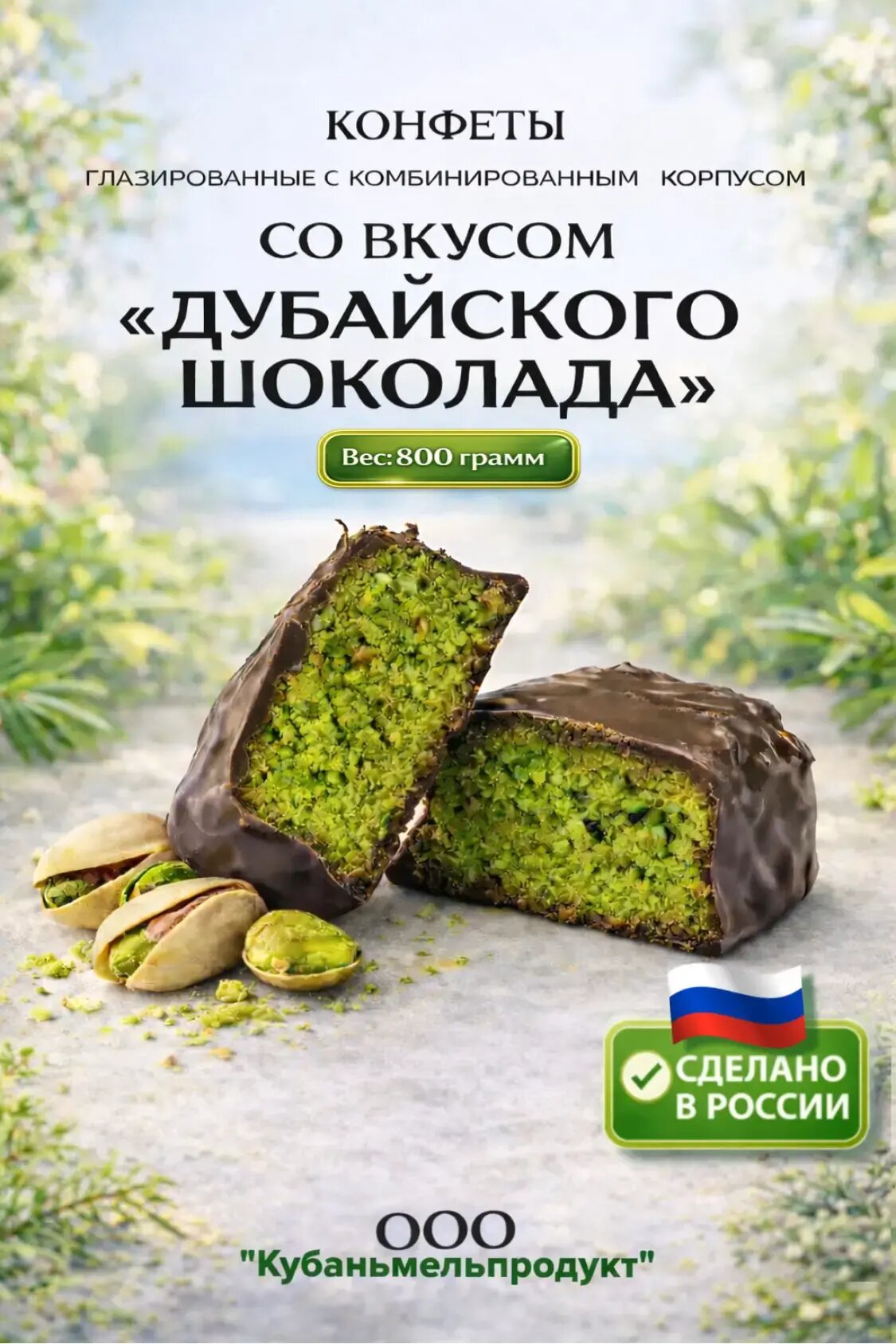 Конфеты глазированные со вкусом "Дубайского шоколада" 800 гр.