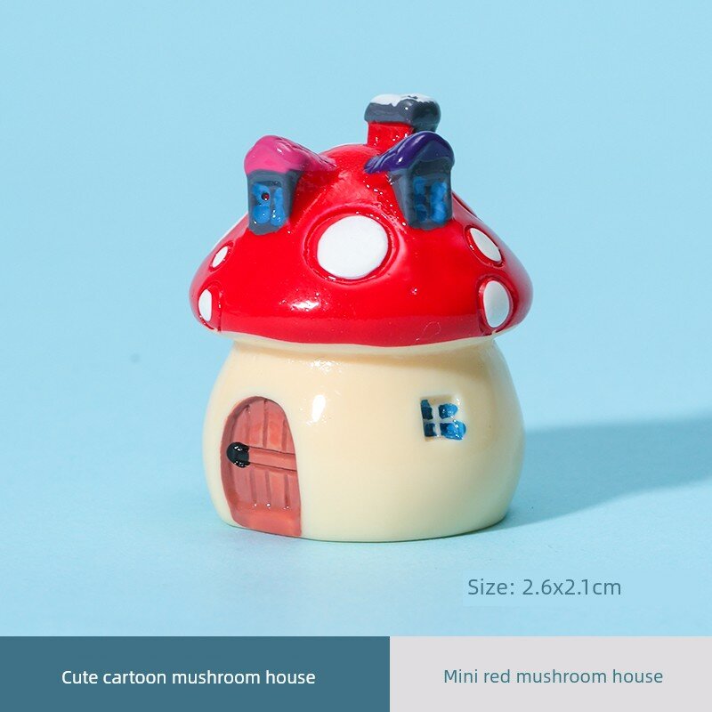 Красный мультяшный гриб малый размер, декоративный аксессуар для аквариума