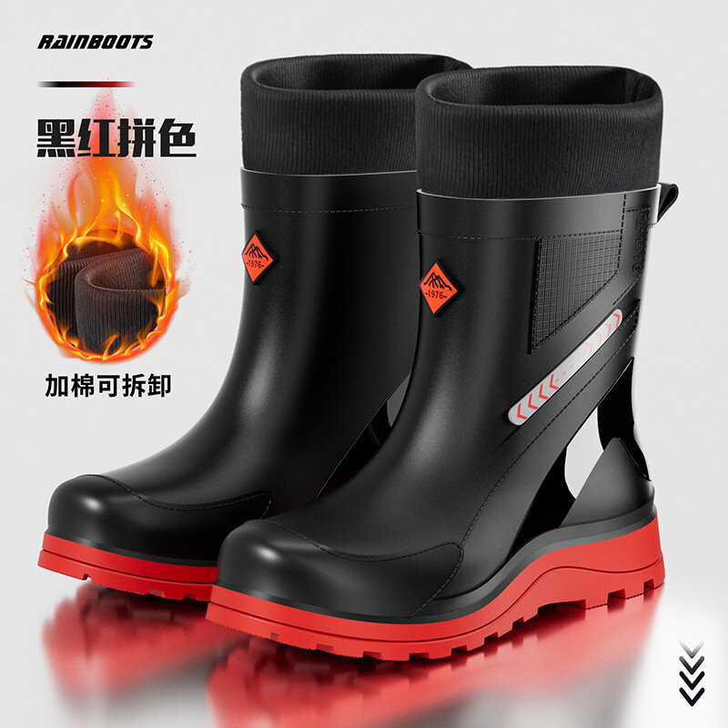 Мужские модные резиновые сапоги, удобные, универсальные ботинки на мягкой подошве для рыбалки на открытом воздухе, нескользящие кухонные ботинки, водонепроницаемые ботинки для мытья автомобилей. Размер обуви. EU:40