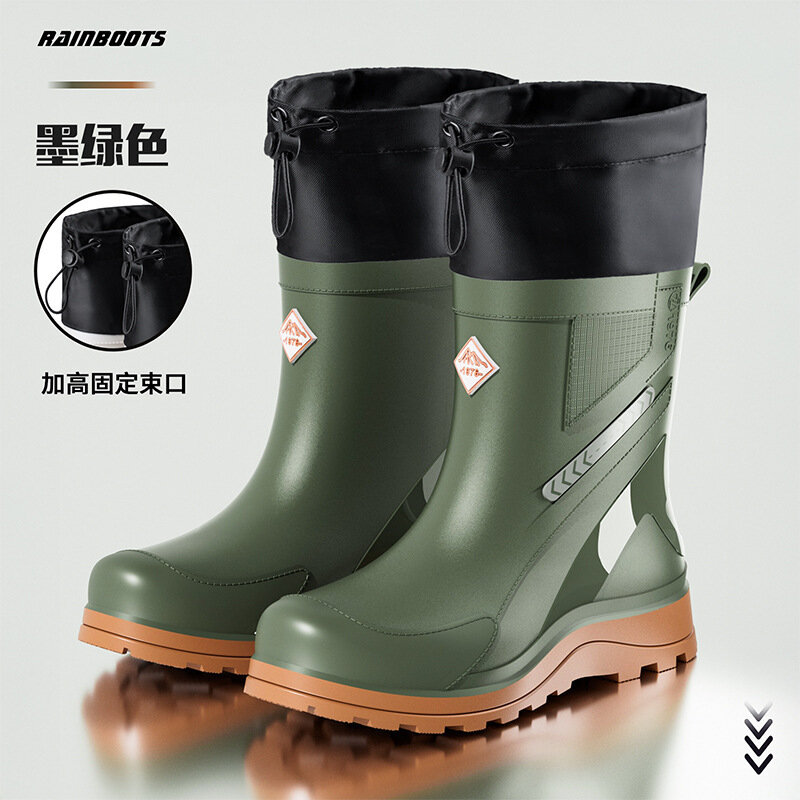 Мужские модные резиновые сапоги, удобные, универсальные ботинки на мягкой подошве для рыбалки на открытом воздухе, нескользящие кухонные ботинки, водонепроницаемые ботинки для мытья автомобилей. Размер обуви. EU:39