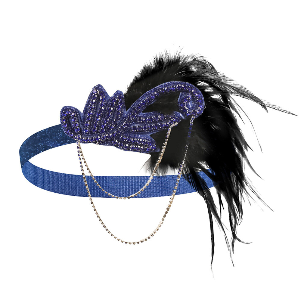 Женский головной убор для маскарада в стиле 1920-х годов, повязка на голову с перьями в стиле флаппер, аксессуар для вечеринки в стиле Гэтсби.