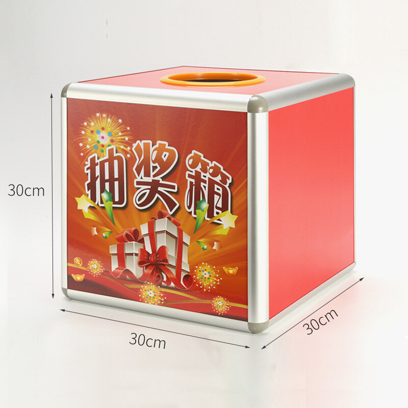 Ящик для розыгрышей, праздничный красный ящик для призов из алюминиевого сплава, билеты на розыгрыш, яркие лотерейные шарики для ежегодного мероприятия.