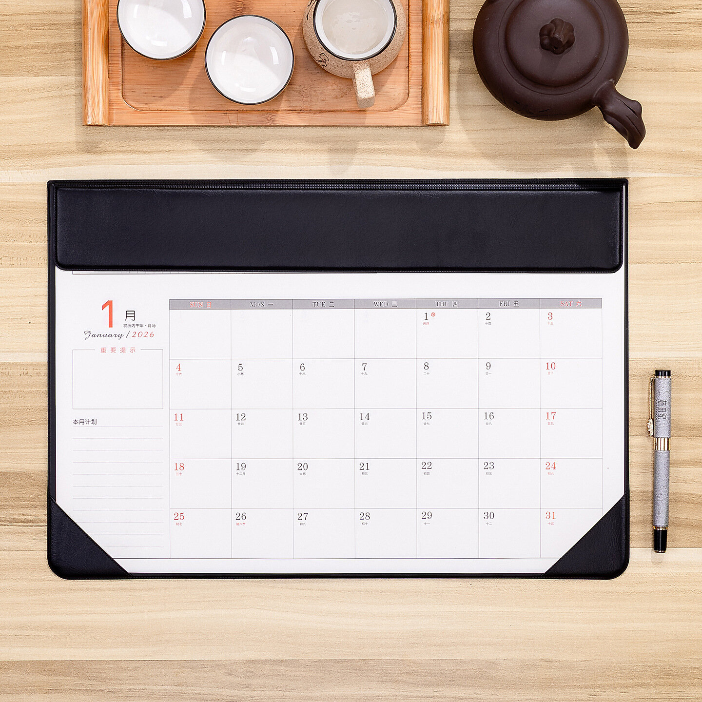 Календарь на 2026 год, большой настольный календарь-блокнот, кожаный календарь-планер, простой блокнот, большой планировщик с сеткой, ежемесячный календарь.