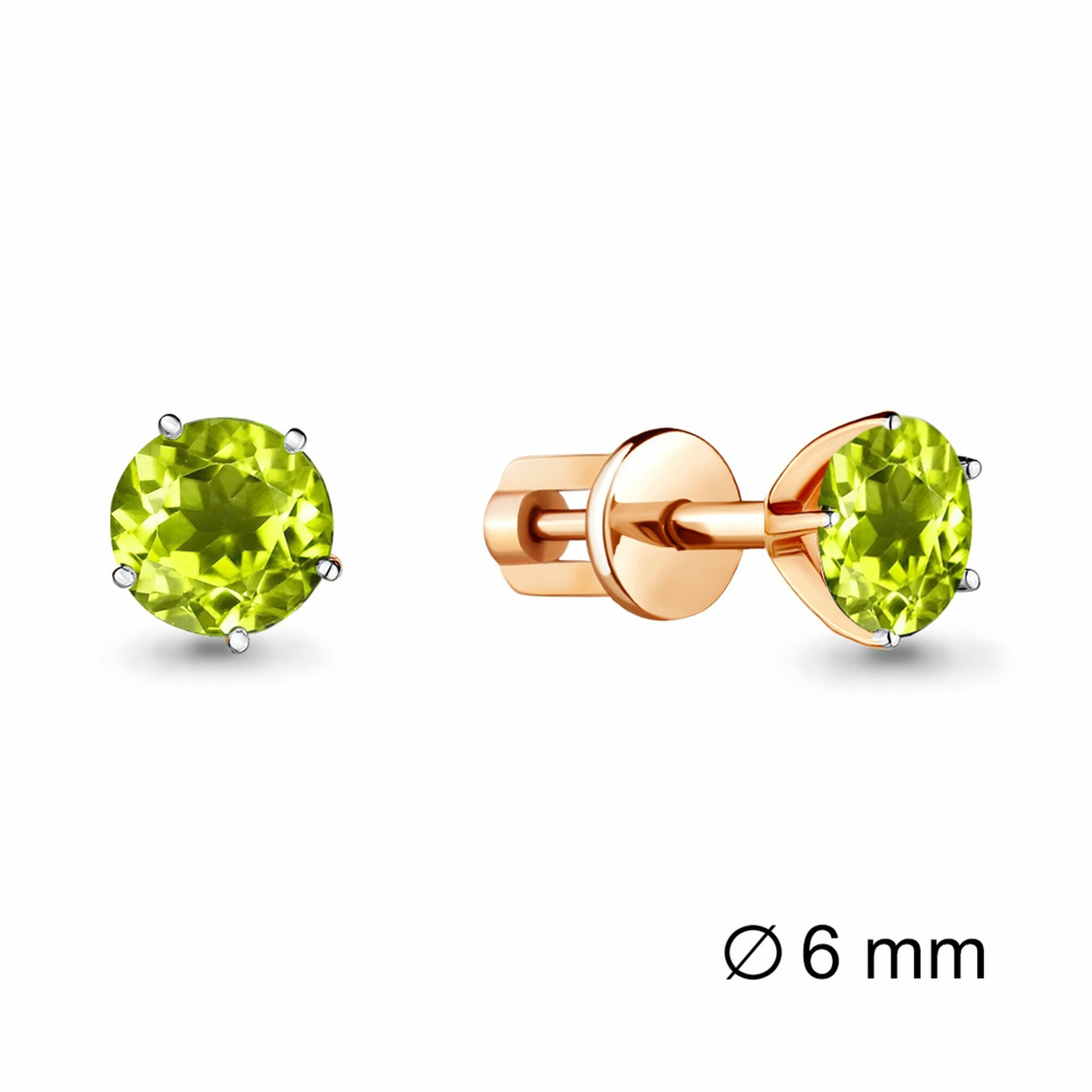 Серьги пусеты, серебро, 925 проба, золочение, хризолит