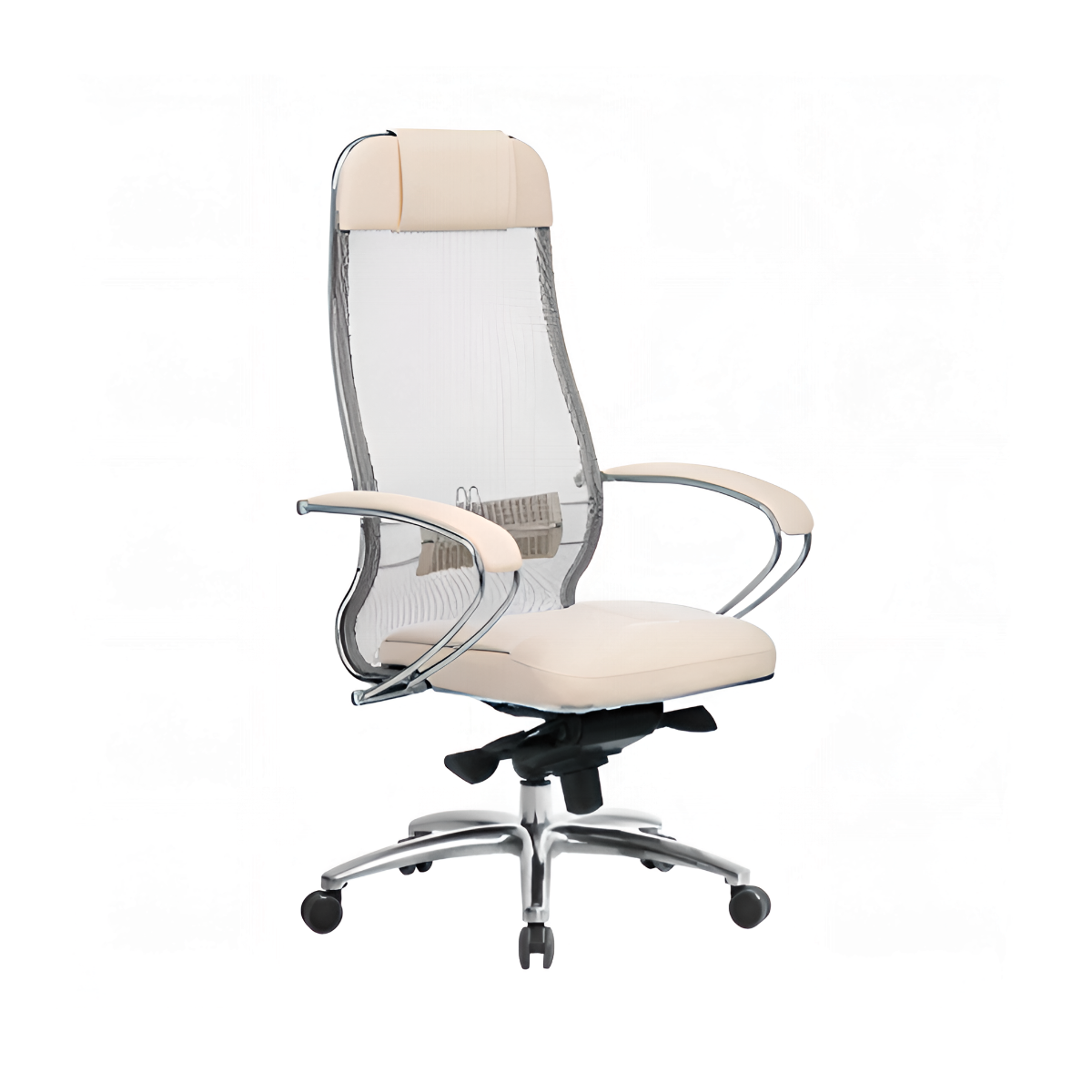 Кресло офисное метта Samurai SL-1.04, бежевый сетка/искусственная кожа, выдерживает до 120 кг