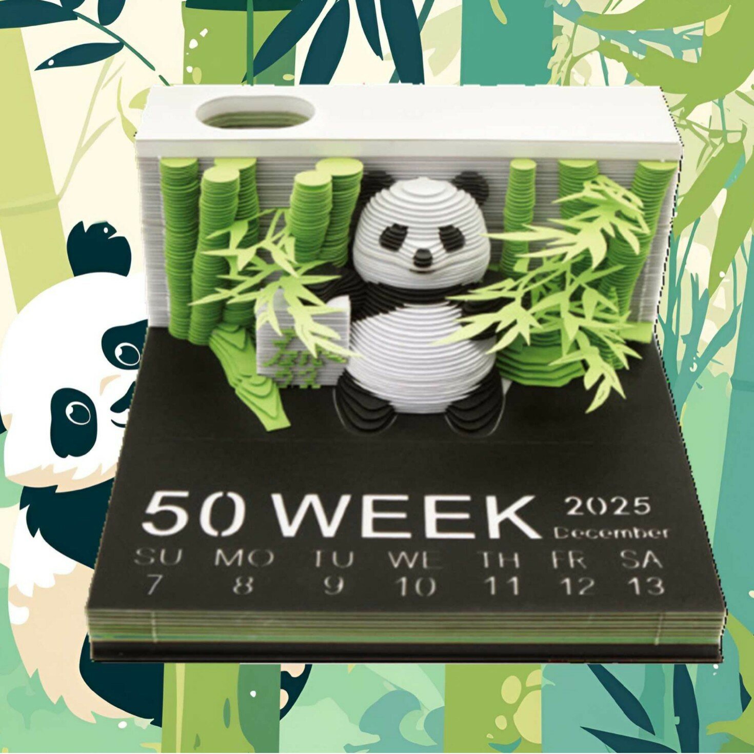 3D-стикеры с пандами для творчества, бумажная скульптура, отрывной еженедельный календарь, культурный и креативный подарок, настольное украшение, корпоративный сувенир.