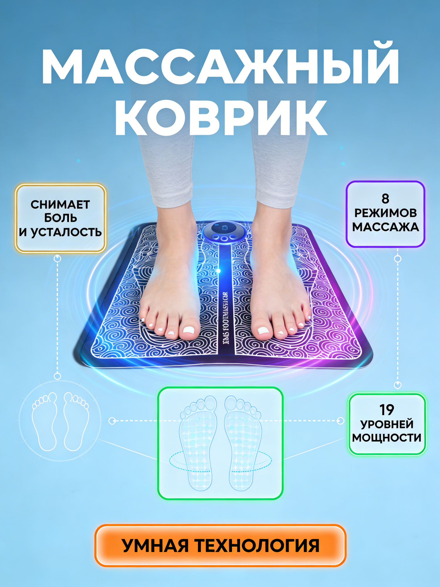 Массажер для ног электрический миостимулятор