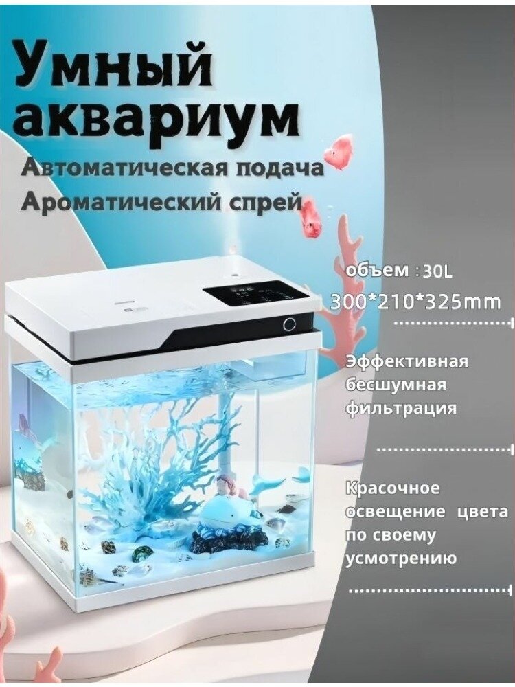 Умный аквариум, самоочищающийся, не требующий смены воды и с автоматической подачей корма