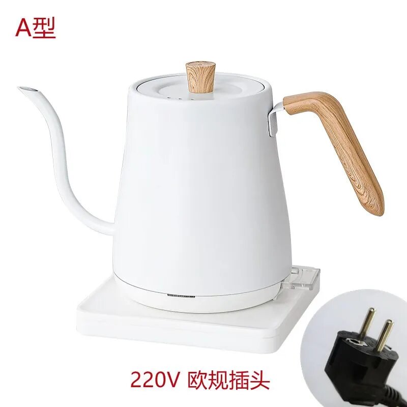 Электрический бытовой чайник с деревянной ручкой, белый, 220V