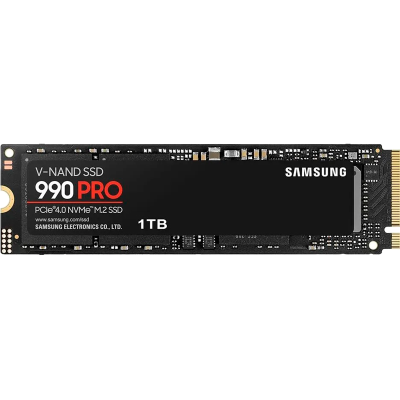 Вердотельный накопитель Samsung SSD 990 PROMZ-V9P1T0CW, 1000GB, M.2(22x80mm), NVMe 2.0, PCIe 4.0 x4, V-NAND TLC, R/W 7450/6900MB/s, IOPs 1 200 000/1 550 000, DRAM buffer 1024MB, TBW 600, DWPD 0.33, with Heatsink, гарантия 1 ГОД