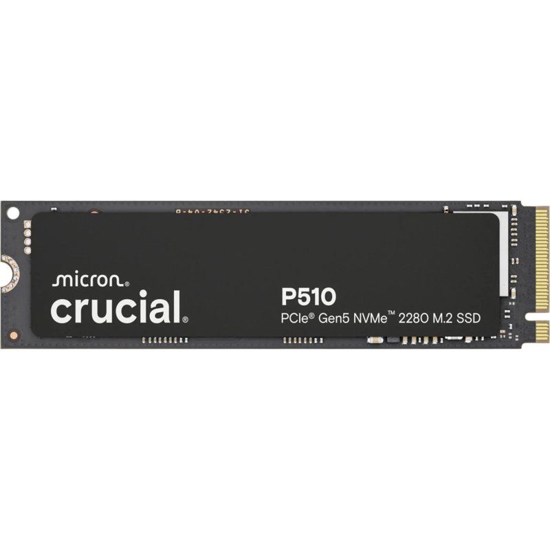 SSD Crucial P510, 2000 ГБ, M.2 (22×80 мм), NVMe, PCIe 5.0 x4, TLC, чтение 10 000 МБ/с, запись 8 700 МБ/с, TBW 1200 ТБ, DWPD 0.5