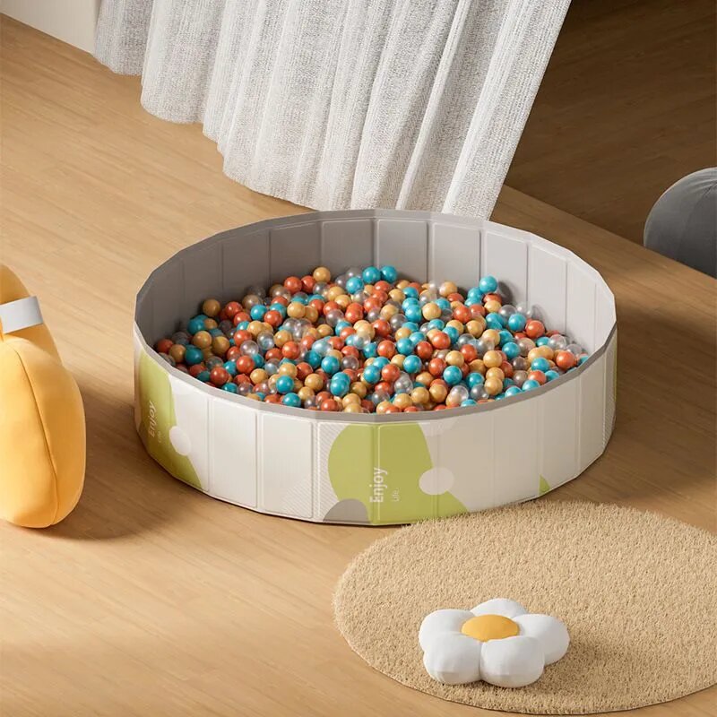 Детский складной манеж , сухой раскладывающийся бассейн для ребенка, без шариков Желто-серый