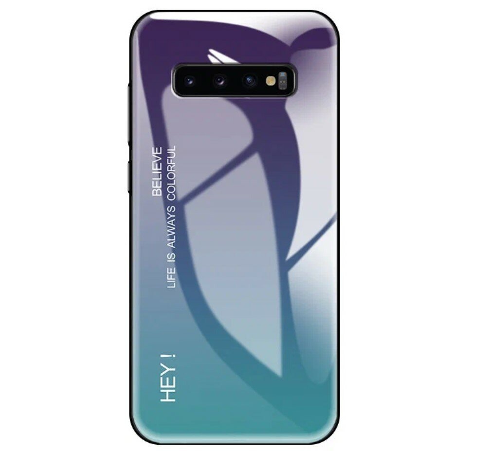 Чехол-бампер для Samsung Galaxy S10+ Plus SM-G975F стеклянный из закаленного стекла с эффектом градиент зеркальный