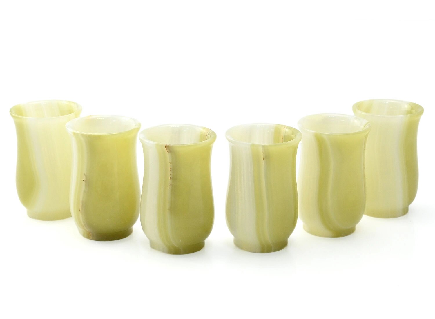 Набор стаканов для сока из оникса 6 шт 65*65*90мм в подарочной упаковке .