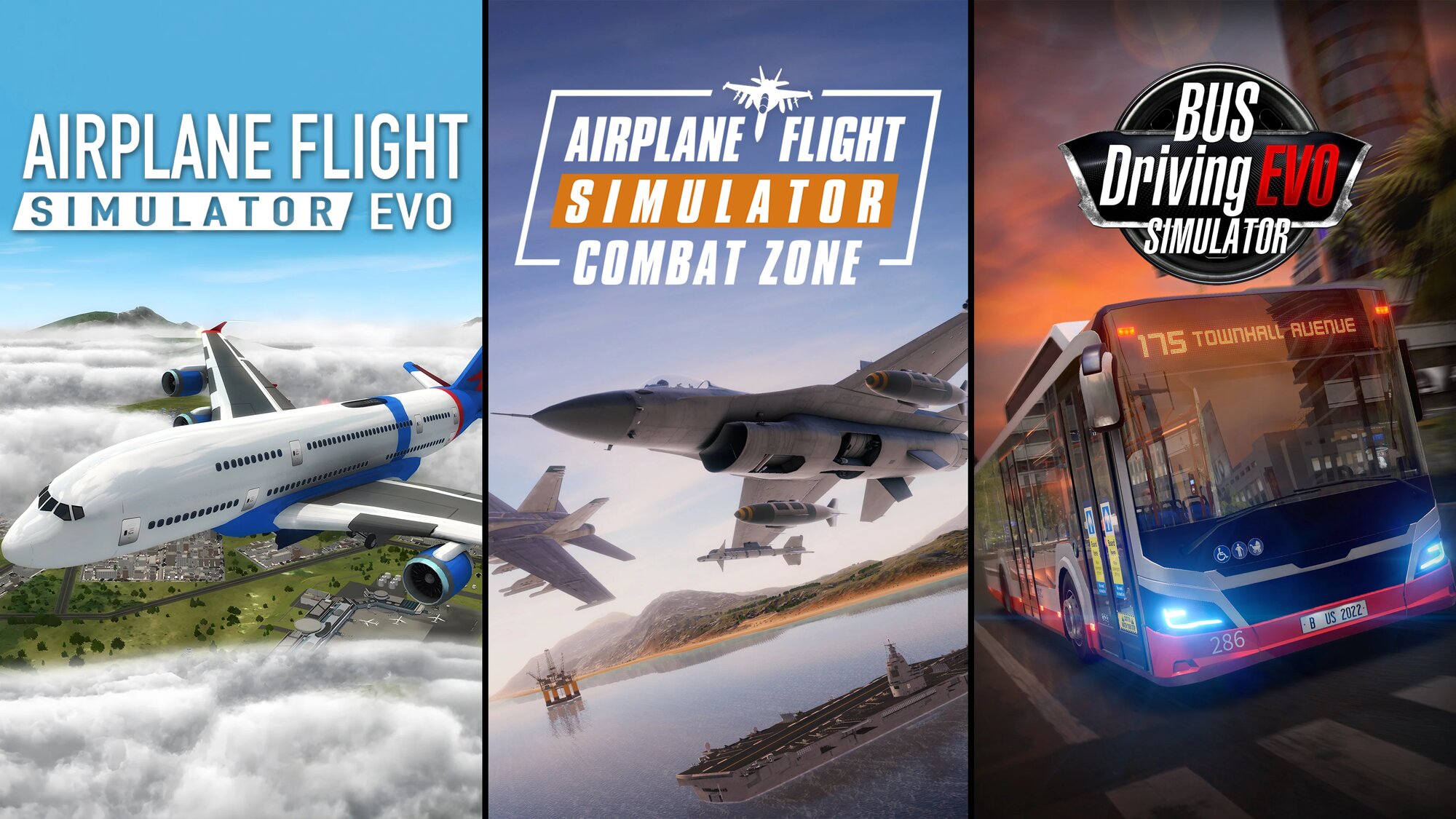 Airplane Flight Simulator EVO Combat Zone + Bus Driving Simulator EVO Bundle для Sony PlayStation | PS4 и PS5 на русском языке | Игра навсегда | Быстрая доставка (Турция)