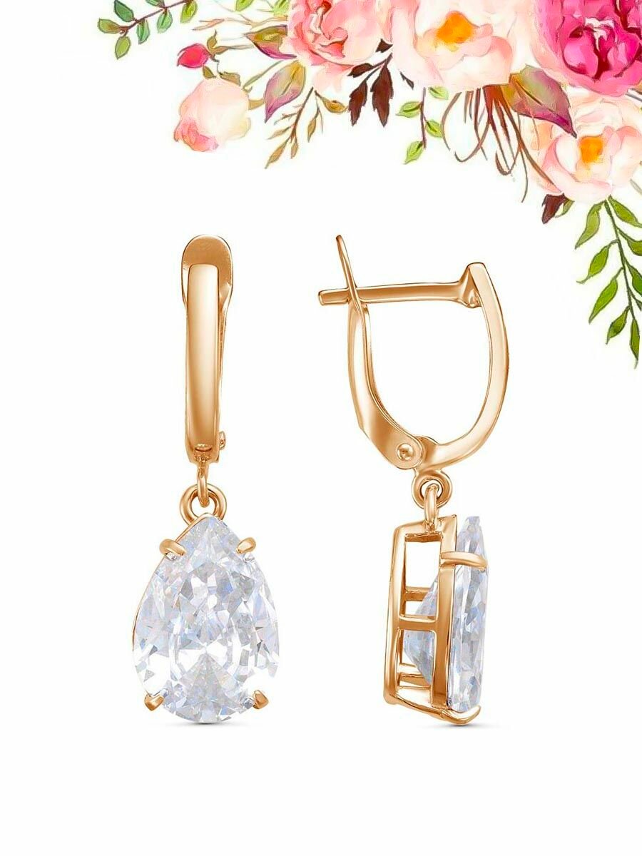 Серьги с подвесками, серебро, 925 проба, фианит